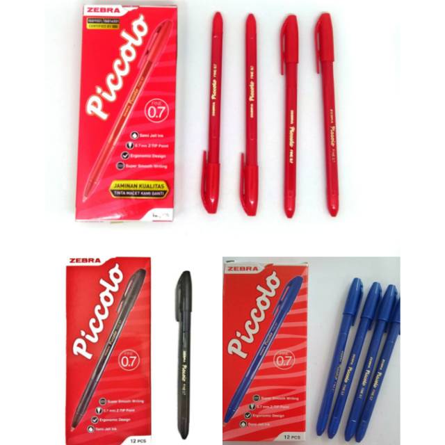 Jual Pulpen ZEBRA Piccolo 0.7 mm | Bolpen Isi 12 pcs | Shopee Indonesia