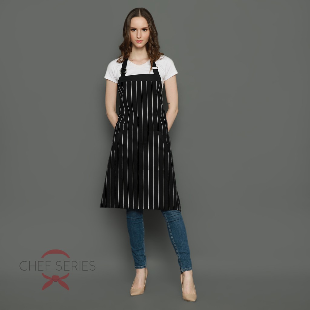 Jual Chef Series Big STRIPE Series Full Panjang Apron - Hitam | Shopee ...