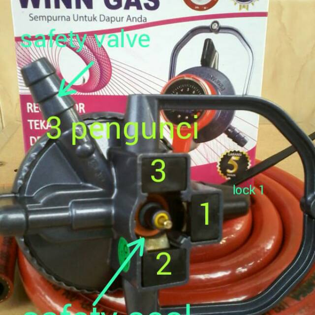 Jual Regulator Safety 3 pengunci Tuaslock winn gas dan selang kompor ...