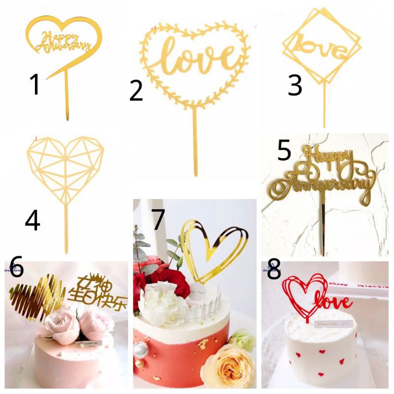 Jual TOPPER AKRILIK VALENTINE LOVE HAPPY ANNIVERSARY WEDDING CAKE ...