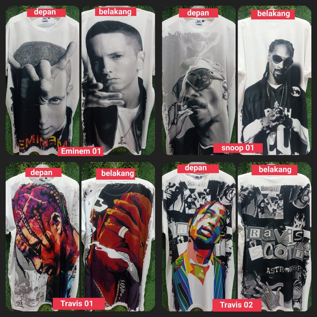 Jual KAOS MUSIK RAPPER PRINT DEPAN BELAKANG SERIES 01-04 DB , kaos ...