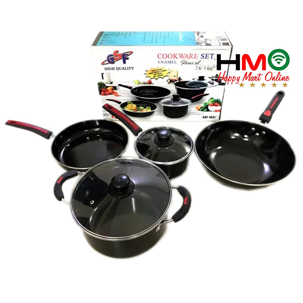 Jual Panci Set Enamel 6Pcs GSF1831 Panci Set Anti Lengket Cookware Set ...