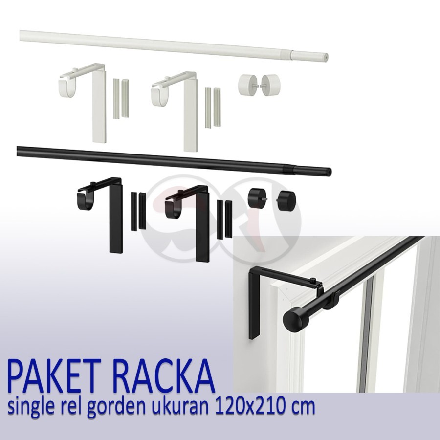 Jual Paket Lengkap RACKA SINGLE REL Gorden / kombinasi batang gorden panjang 120 - 210 cm ...
