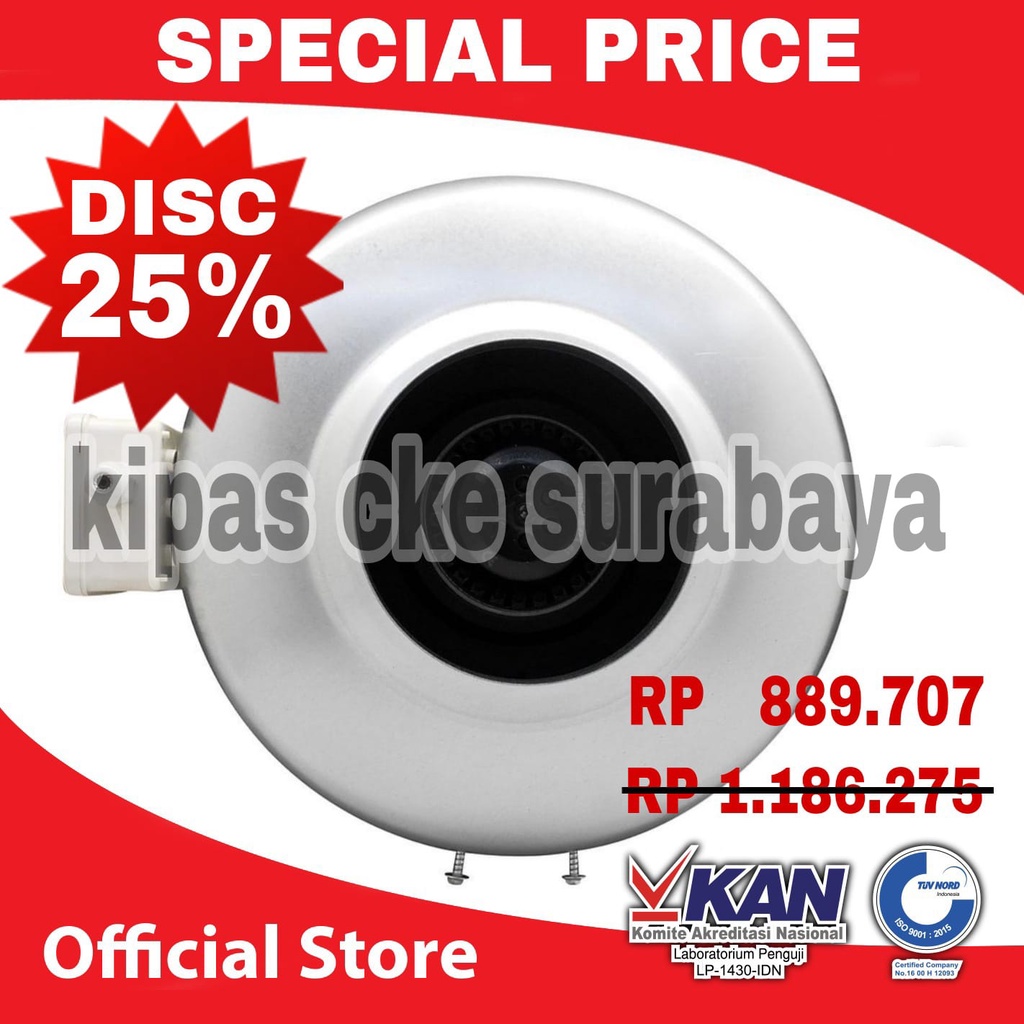 Jual CKE Centrifugal Fan Duct Inline CI-CDI100 4 Inch Kipas Blower ...