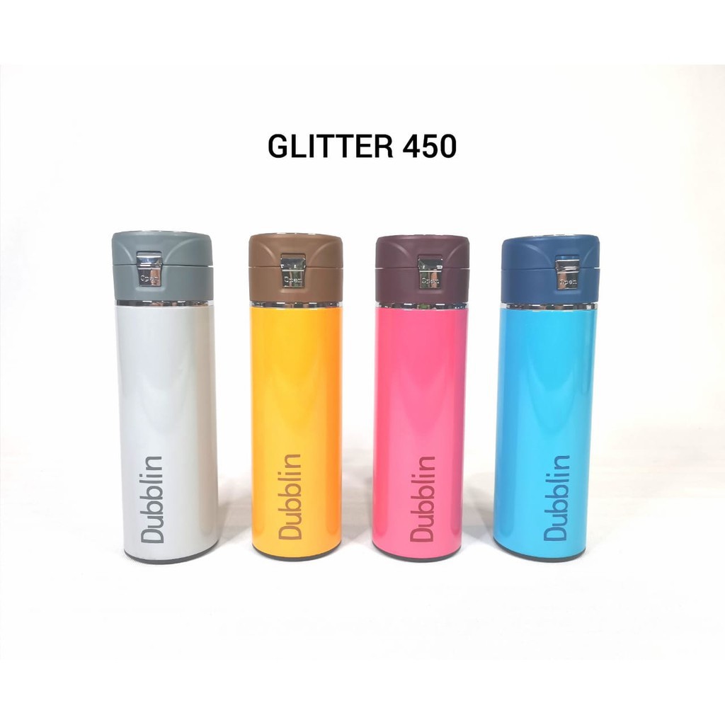 Jual BOTOL MINUM THERMOS DUBBLIN GLITTER STAINLESS WARNA CANTIK 450 ML | Shopee Indonesia