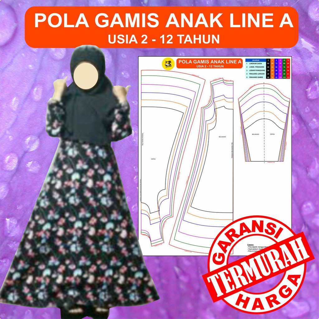 Jual POLA JIPLAK GAMIS LINE A ANAK USIA 2-12 TAHUN | Shopee Indonesia