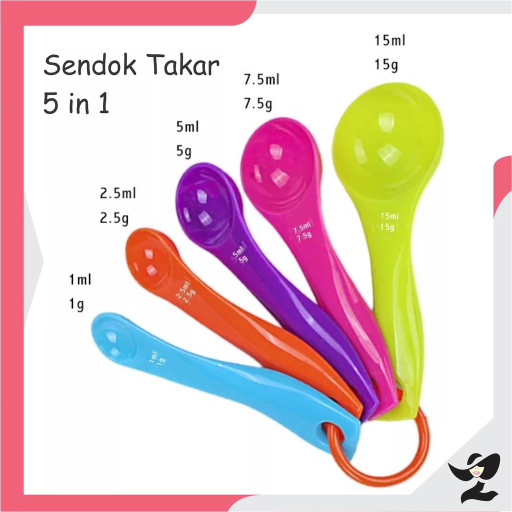 Jual Sendok Takar Set 5 in 1 Warna warni / sendok ukur kue air bumbu ...