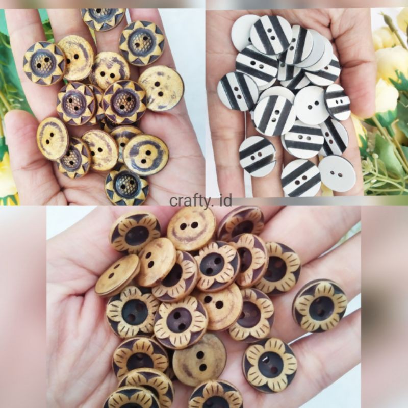 Jual [ 12 pcs ] Aneka Motif Kancing Hias - kancing baju - kancing motif ...