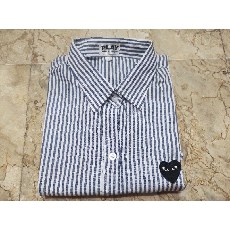 Jual Kemeja CDG PLAY Heart Hati Garis Shirts Stripe UNISEX (PO ...