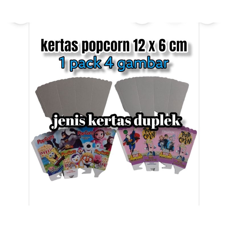 Jual kertas popcorn 12x6 cm / kotak popcorn 12x6 cm / bungkus popcorn ...