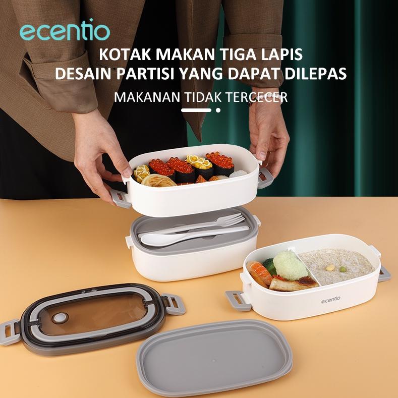 Jual RAMADHAN SALE ecentio Kotak Makan set 3 Susun lunch box tas 2400ml ...
