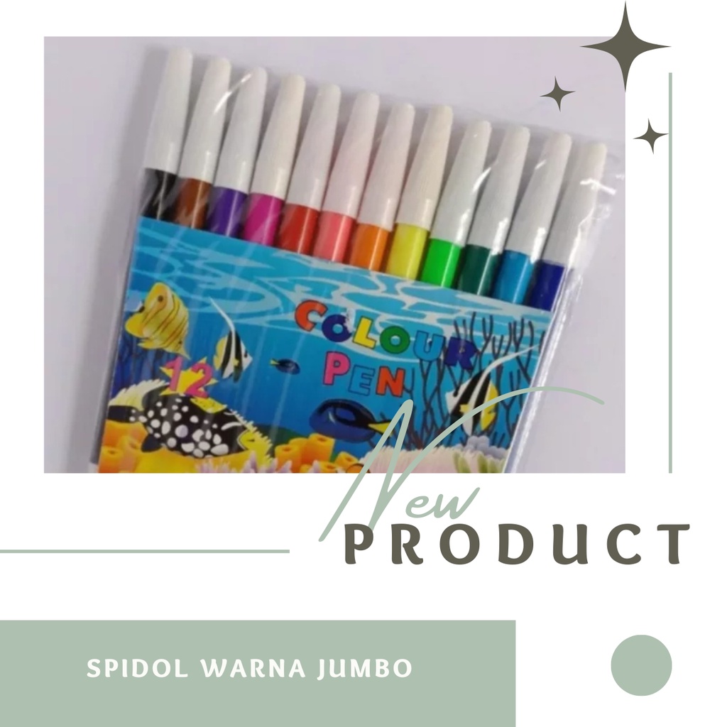 Jual MURAH 1 Set Spidol Kecil Warna Warni JUMBO 12 WARNA Original ...