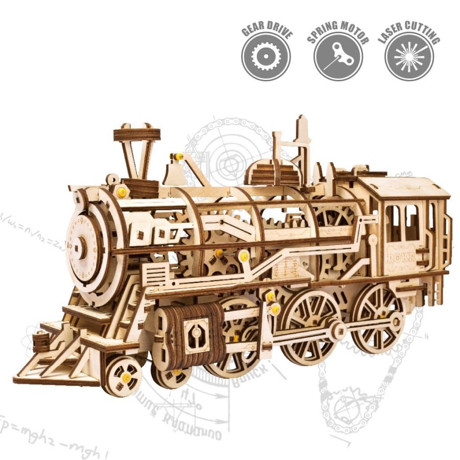 Jual ROLIFE Robotime Rokr Locomotive Lk701 Mechanical Wooden Train Kit ...
