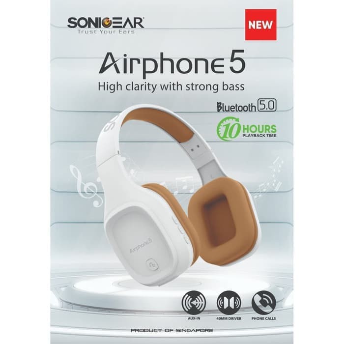 Jual Headphone Bluetooth Sonicgear Airphone 5 with Mic | Shopee Indonesia