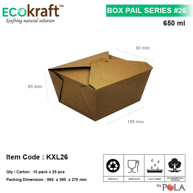Jual POLA Box Pail Kraft / Mangkok Kertas KXL26 - 25pcs | Shopee Indonesia