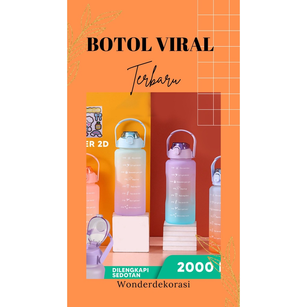 Jual Botol Viral 2 Liter Botol Minum Pelangi 2 Liter Free Packing Buble ...
