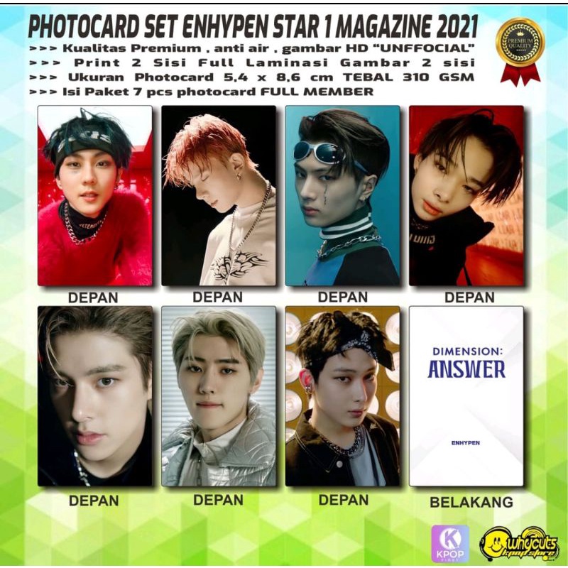 Jual PHOTOCARD SET KPOP PREMIUM ENHYPEN // DIMENSION ANSWER // ISI 7 PCS // Print 2 sisi full ...