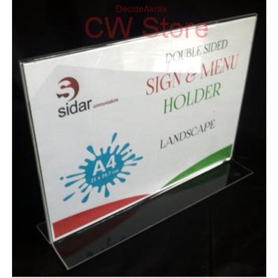 Jual Decide Acrylic Akrilik Display Tempat Brosur Menu Kertas Sign ...
