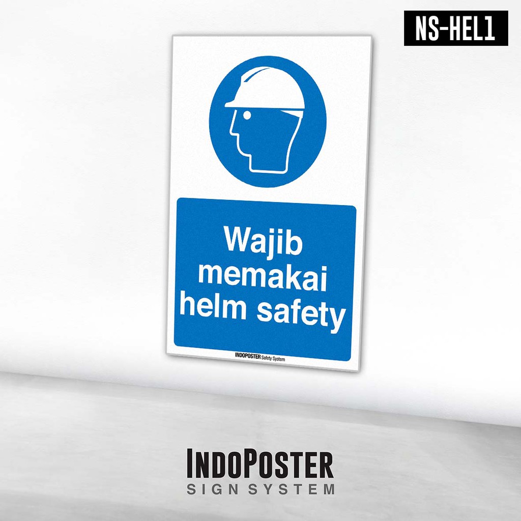 Jual Stiker Safety Sign Rambu K3 Wajib Memakai Helm Safety Pelindung ...