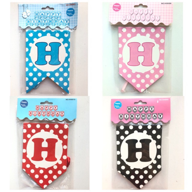 Jual Banner Happy Birthday Polkadot/ Rangkaian Ultah/ Bunting Flag ...