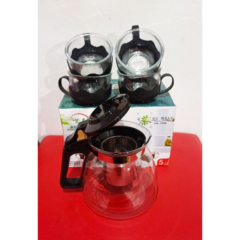 Jual Tea pot keren eksklusif dengan SARINGAN Teko set kaca Tea pot unik ...