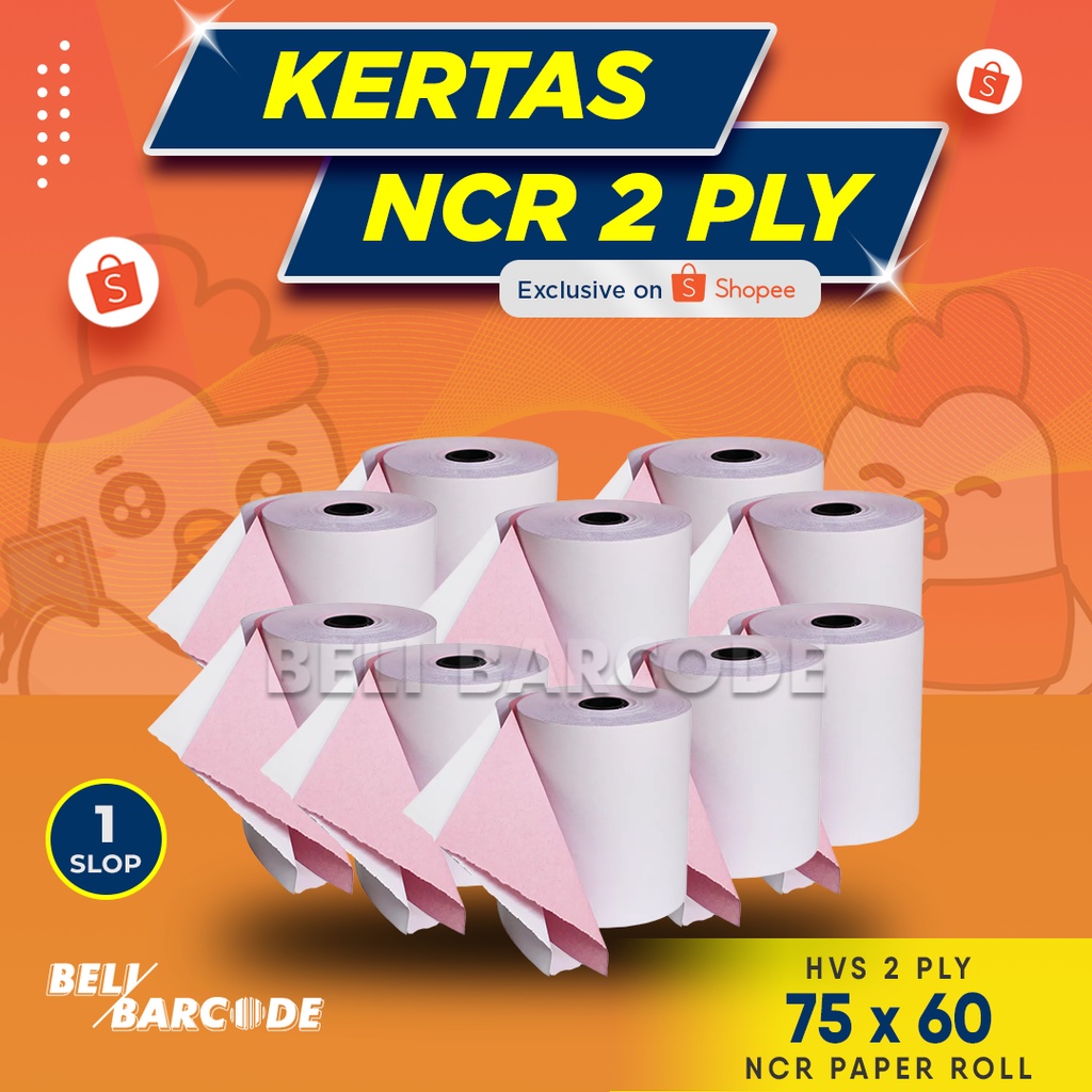 Jual KERTAS STRUK KASIR HVS NCR 75 x 60 MM 2 PLY ISI 10 ROLL | Shopee ...