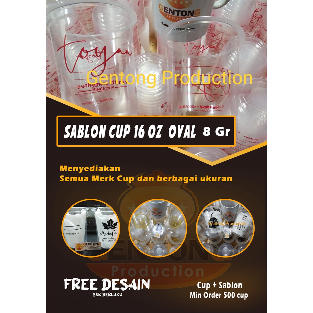 Jual SABLON CUP 16 oz oval starindo PRINTING cup OVAL gelas cup plastik ...