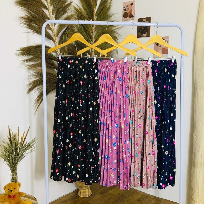 Jual ROK PLISKET ELEGAN MOTIF BUNGA ROSE / ROK REMAJA DEWASA / ROK ...