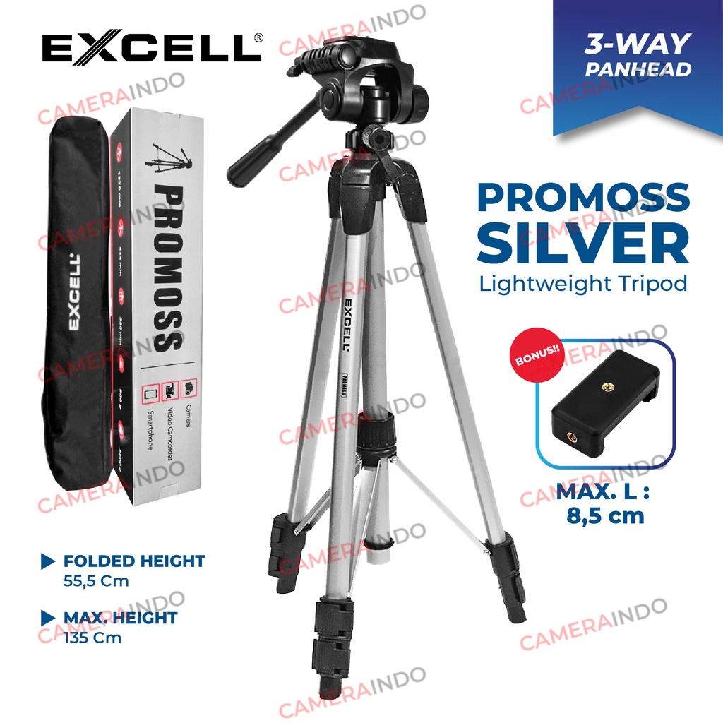 Jual Tripod excell promoss plus holder HP kamera DSLR dan Tas | Shopee ...