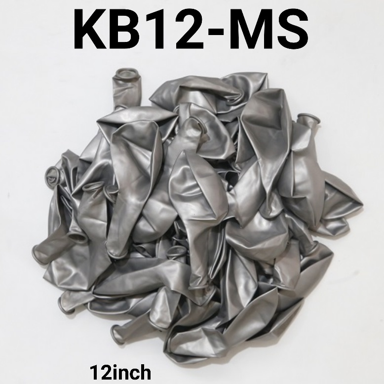 Jual KB12-MS Balon latex 12 inch 30 cm metalik metallic silver perak (Balon Latex Bulat Metalik ...