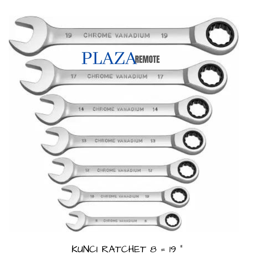 Jual KUNCI RING PAS RATCHET 2IN1 BOLAK BALIK PANJANG 8 - 19 MM | Shopee Indonesia