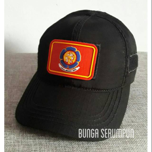 Jual TOPI DAMKAR OUTDOR LAPANGAN - TOPI VELCRO HITAM DAMKAR + PATCH | Shopee Indonesia