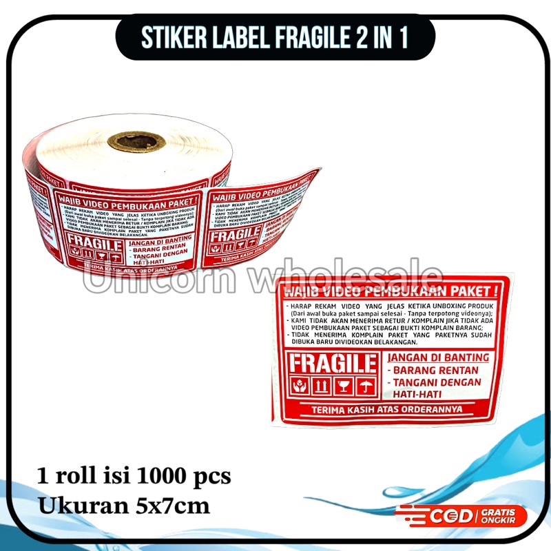 Jual STIKER LABEL FRAGILE UNBOXING PAKET 2 IN 1 5x7CM | Shopee Indonesia