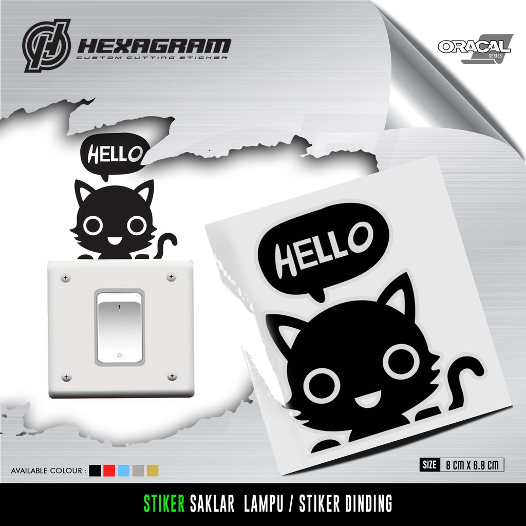 Jual Cutting Sticker Saklar Gambar Kucing Hello | Stiker Saklar Gambar ...