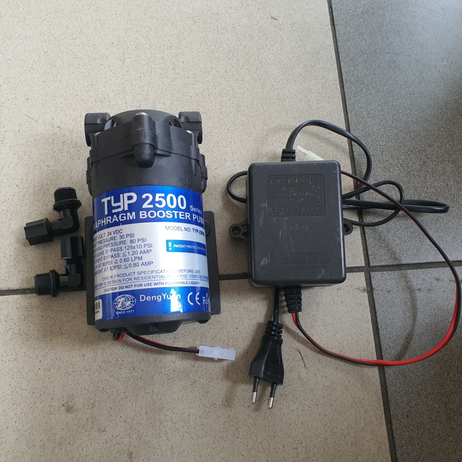 Jual Pompa RO Booster Pump Merk DENG YUAN TYP 2500 24V DC + Adaptor ...