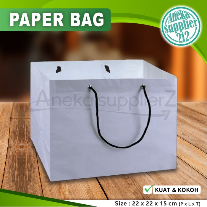 Jual Paper Bag Polos - Paper Bag 22x22x15cm - PUTIH (10 PCS) | Shopee ...