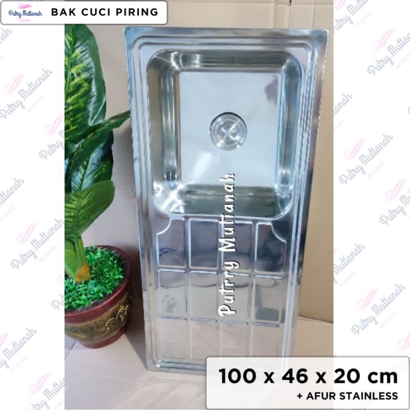 Jual LARIS Bak cuci piring stainless uk 100x46cm kitchen sink wastafel ...