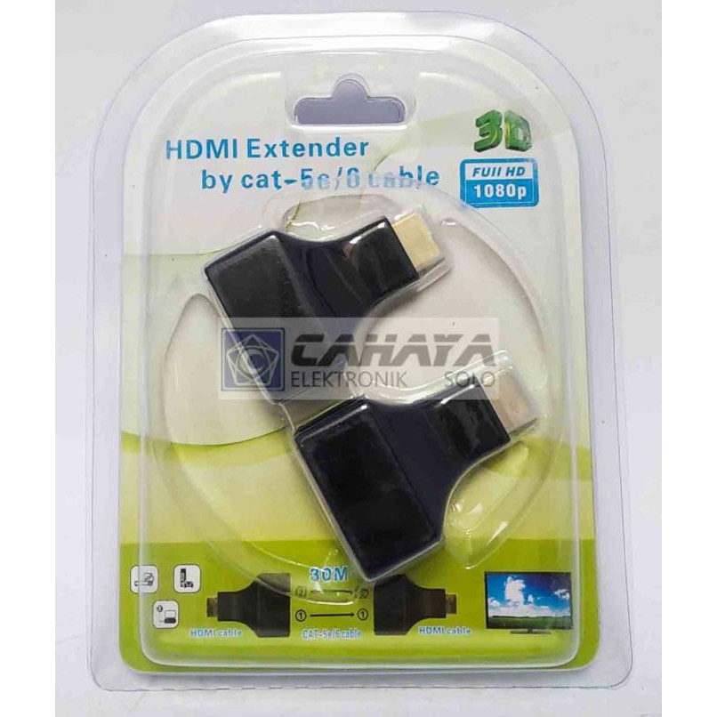 Jual HDMI Extender 30 Meter Kabel Lan CAT 5e atau 6 UTP RJ45 cahaya50 ...