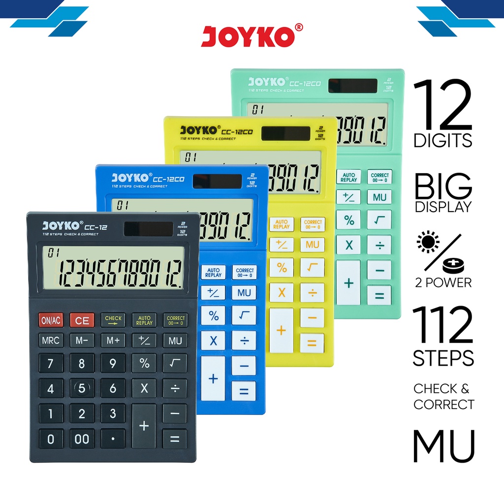 Jual Calculator Kalkulator Joyko CC-12 12 Digits Check Correct | Shopee ...