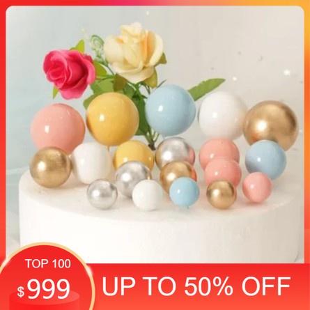 Jual topper balon gold/topper bola gold/topper bulat warna/topper bola ...