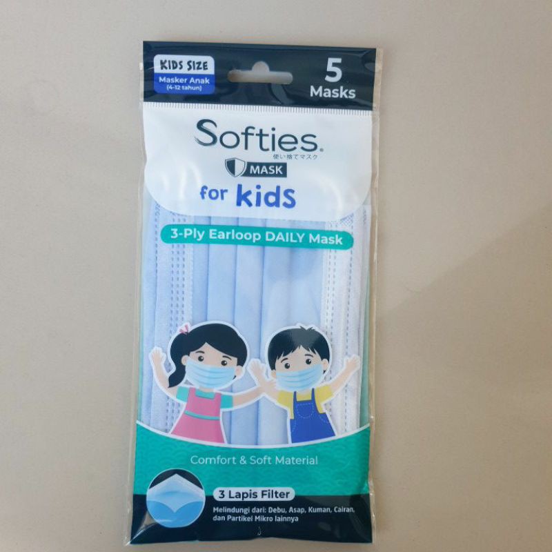 Jual Softies mask isi 5 / surgical isi 30 / masker anak / masker hijab ...