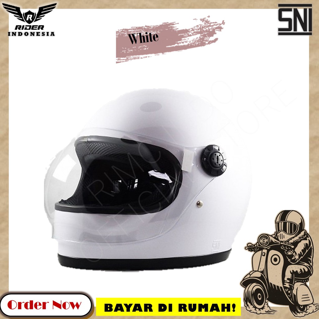 Jual Helem Helm Rimc Gringgo Visior Black White Glossy Helmet Motor ...