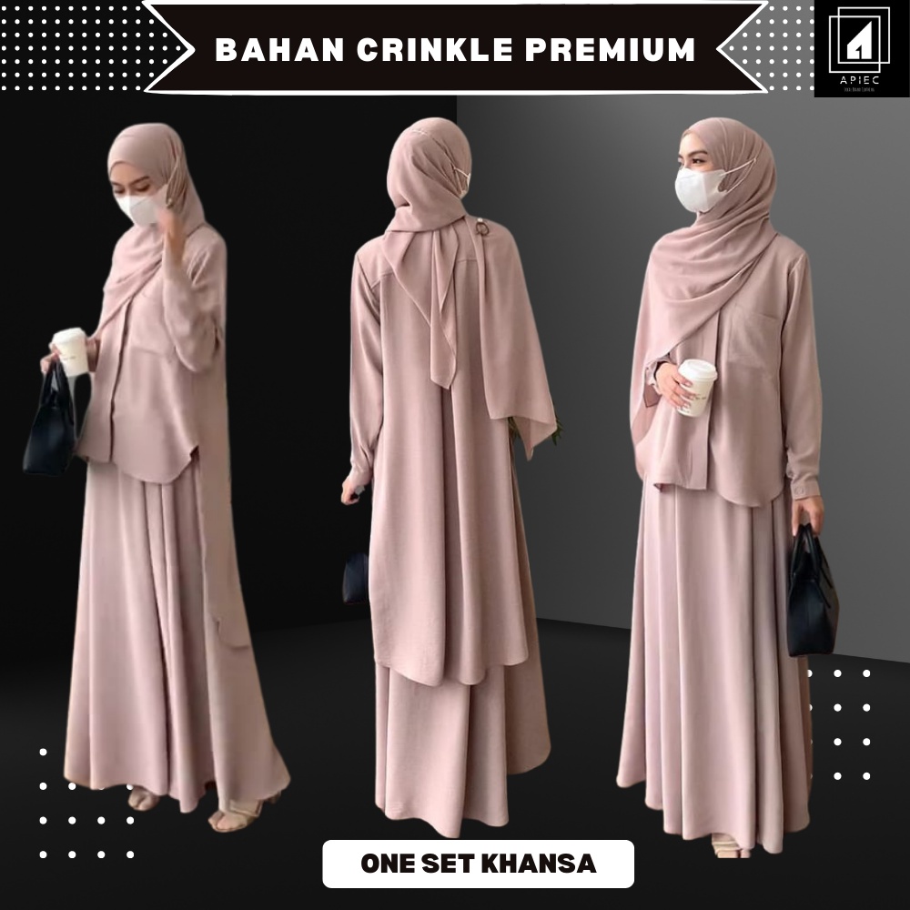 Jual Khansa One Set Pakaian Wanita Perempuan Casual Bahan Crinkle ...
