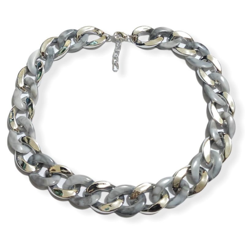 Jual Kalung Choker Retro Rantai Besar Pipih Style Chain Necklace Coker ...