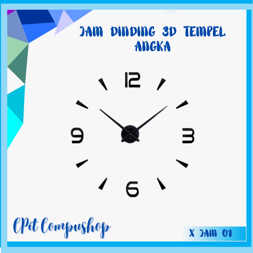 Jual Jam Dinding Tempel Besar Giant WallClock Sticker 3D Jam Hias Rumah ...