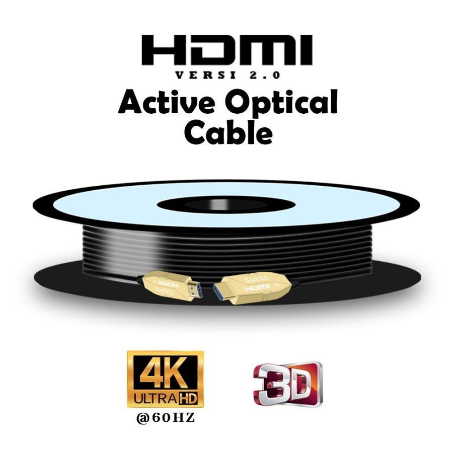 Jual Kabel HDMI 30m Active optical fiber 2.0 4K UHD - Cable hdmi 2.0 ...