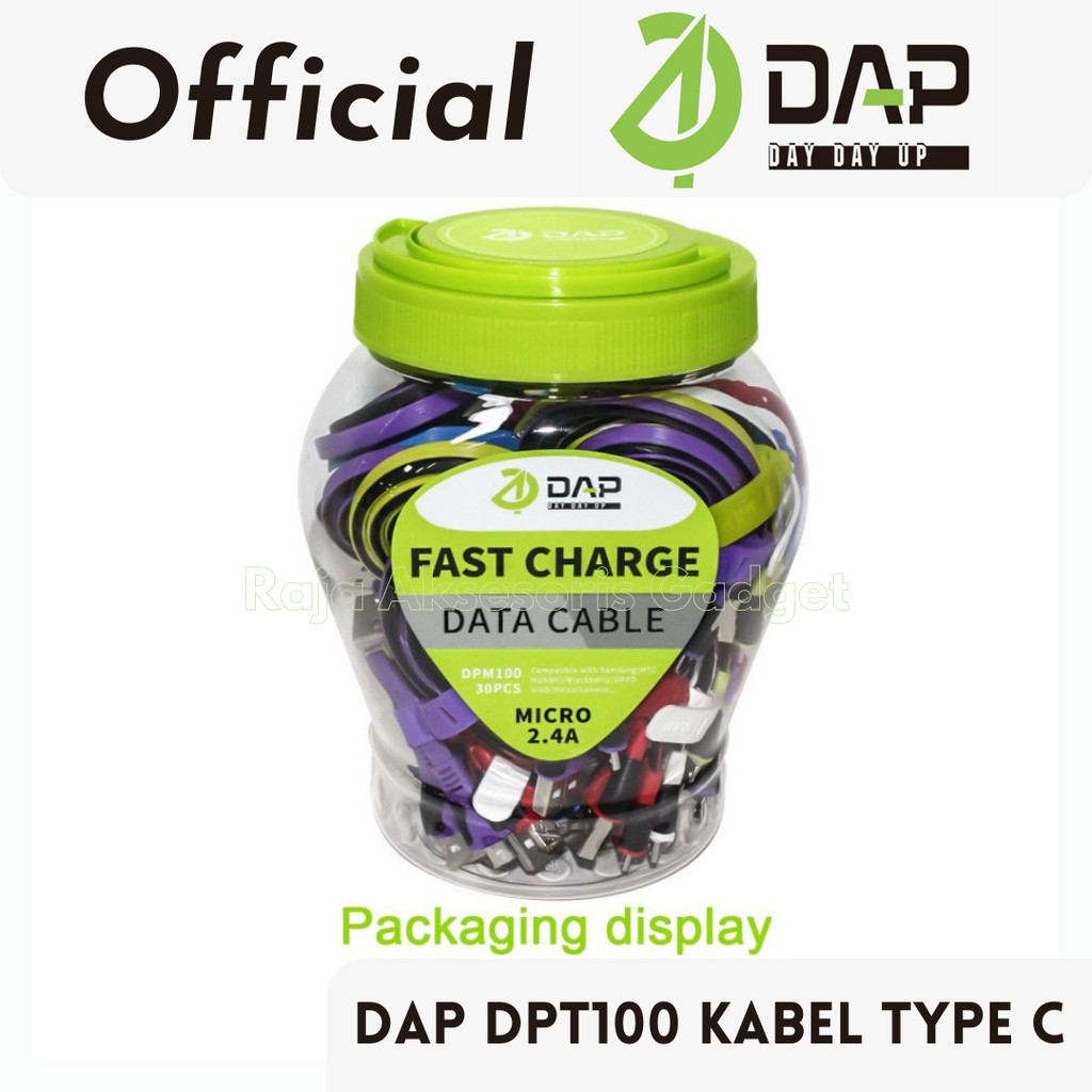 Jual Kabel Data DPT100 DAP Type C Pipih 100cm Fast Charging 2.4A - 1 ...