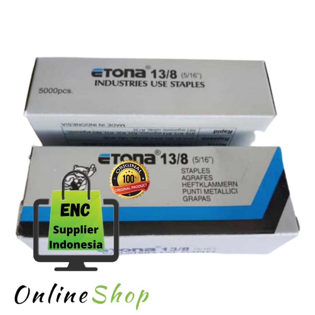 Jual etona 13/8 1 box 5/16 inch isi staples tembak 13 8 reffil 5 16 ...