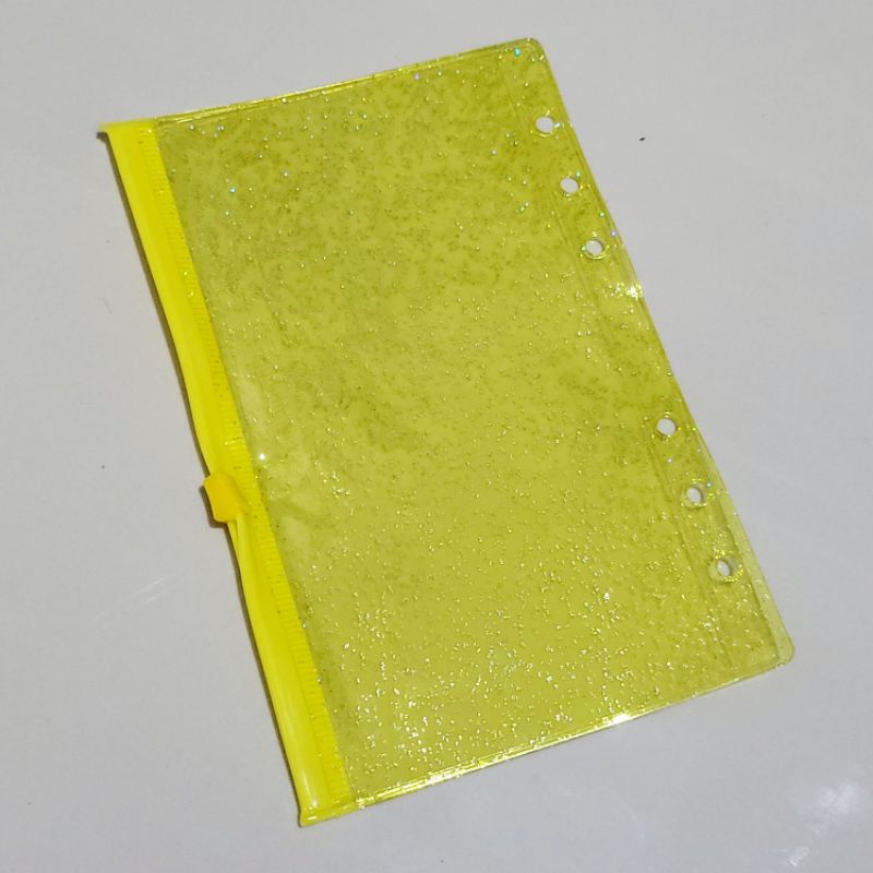 Jual A6 Zipper Ziplock 6 lubang Binder Bahan PVC Glitter TEBAL | Shopee ...