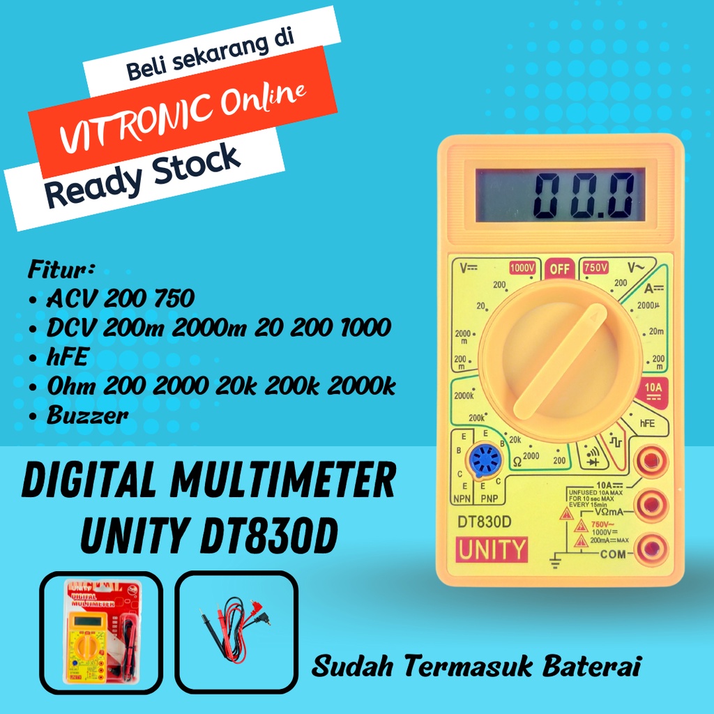 Jual Digital Multimeter UNITY DT830D MultiTester DT-830D Avometer ...